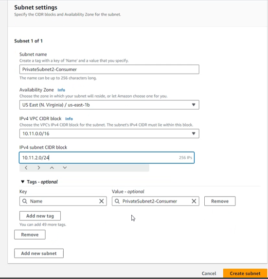 Create Subnet :: AWS System Manager